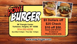 $5 Dollars Off, Pow! Burger