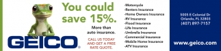 You Could Save 15%, GEICO - Daytona, Orlando, FL