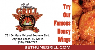 Try Our Famous Honey Wings, Bethune Grill, Daytona Beach, FL