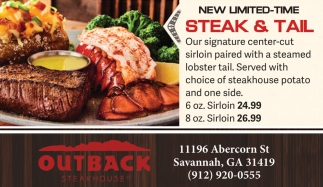 New Limited-Time Steak & Tail, Outback Steakhouse, Savannah, GA